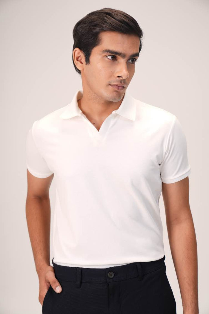Wing Polo | Heavy Dobby Johnny collar Polo | No button polo