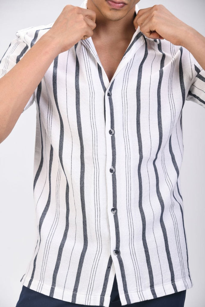 Textured Resort Shirt | Striped Half Sleeve Shirt For Men – Senses